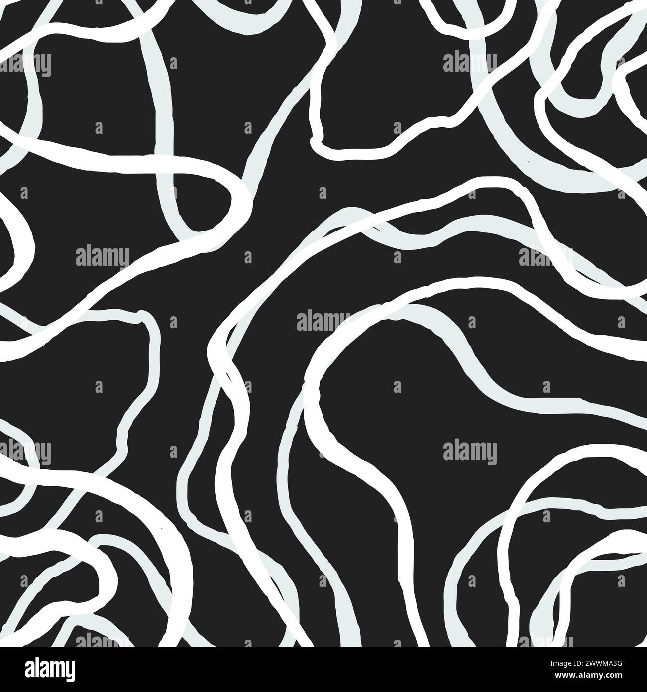 Squiggle line doodle seamless pattern. Creative abstract scribble style ...
