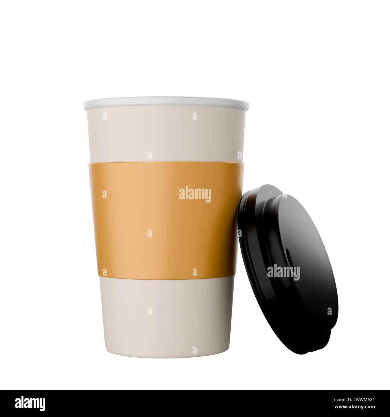 Paper cups for holding hot drinks 3D rendering on white background have ...