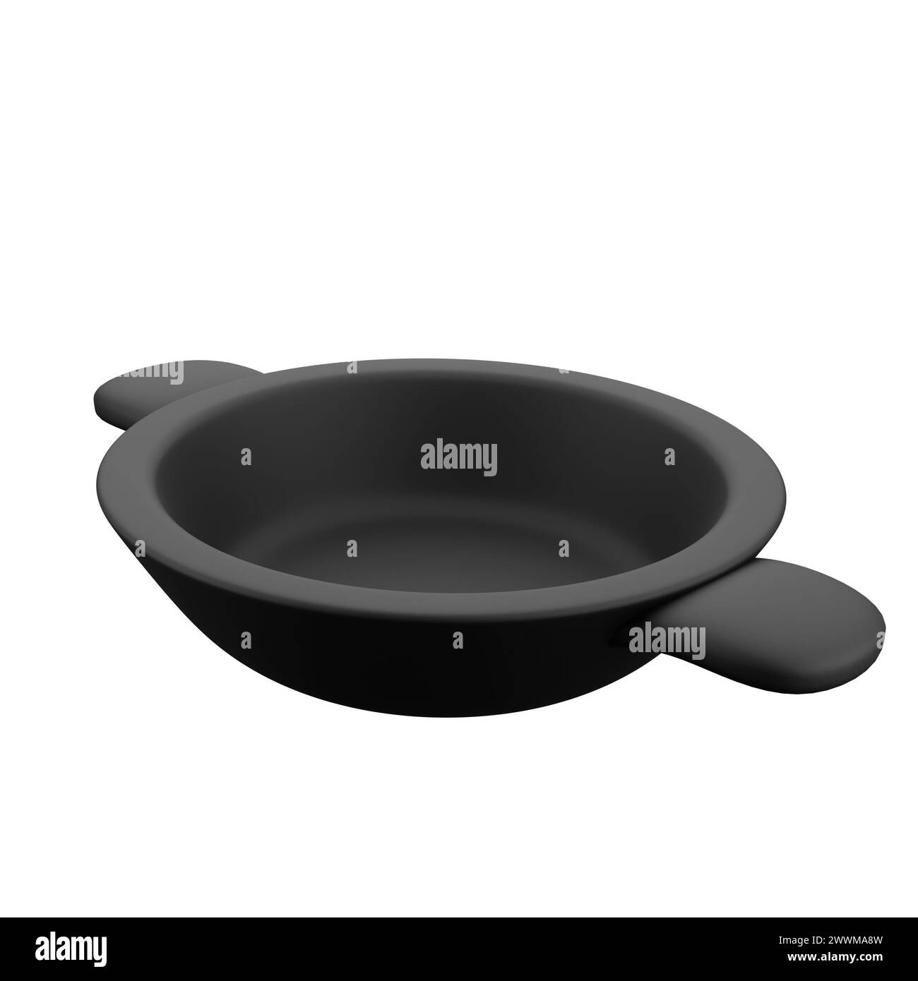 Bowl with black handles 3D rendering on white background have work path ...