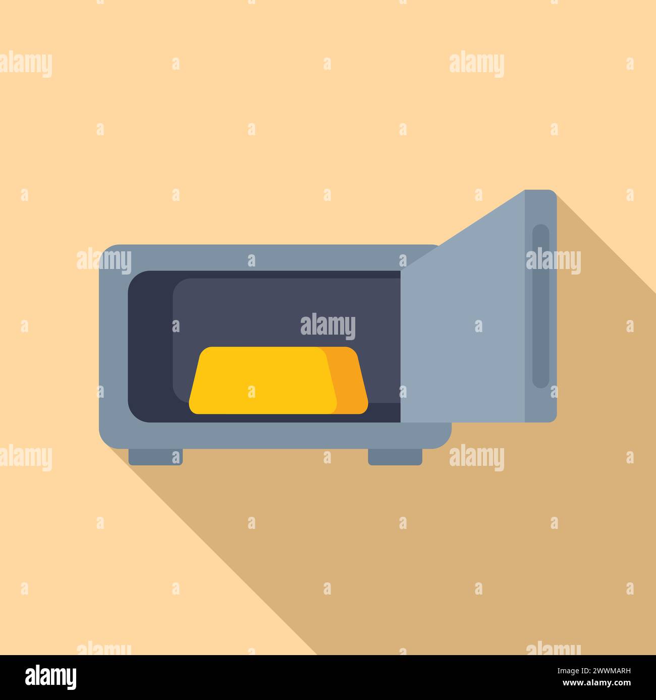 Open deposit with gold bar icon flat vector. Security access. Safe cash vault Stock Vector Image ...