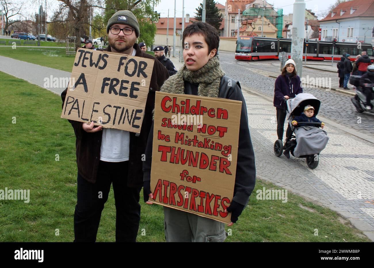 March of solidarity with Palestine in Prague, Czech Republic, March 24 ...
