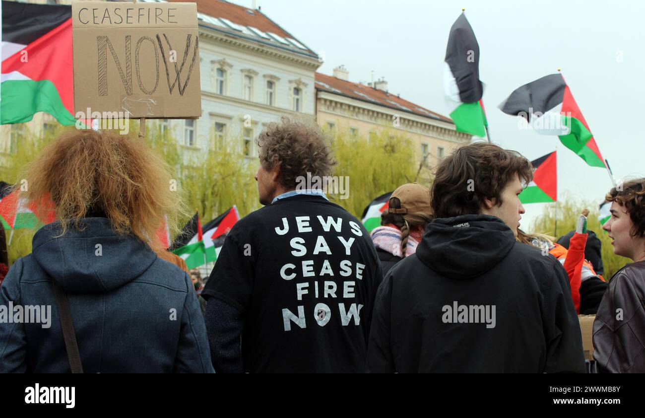 March of solidarity with Palestine in Prague, Czech Republic, March 24 ...