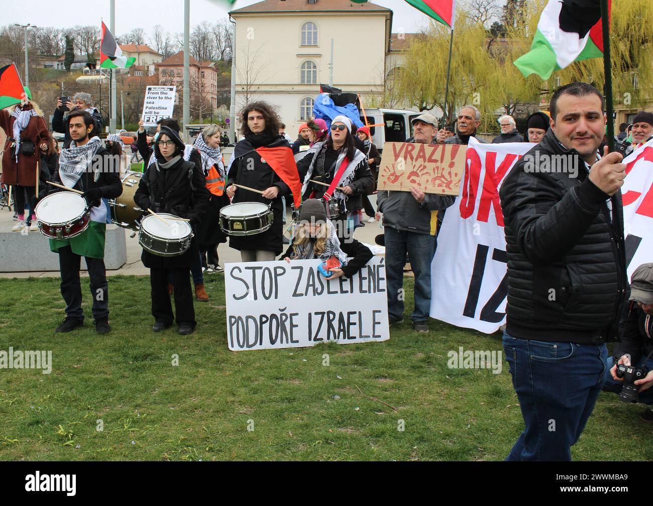 March of solidarity with Palestine in Prague, Czech Republic, March 24 ...