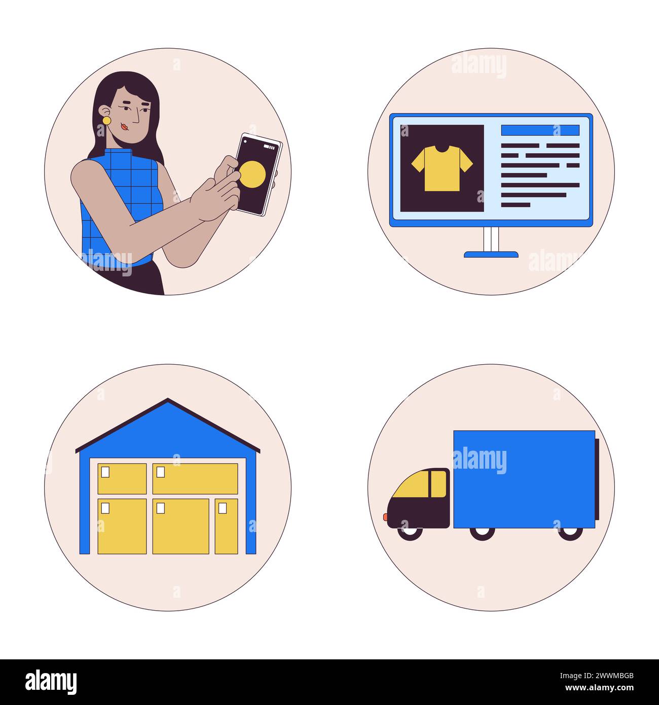 Indian woman at dropshipping 2D linear cartoon objects and character ...