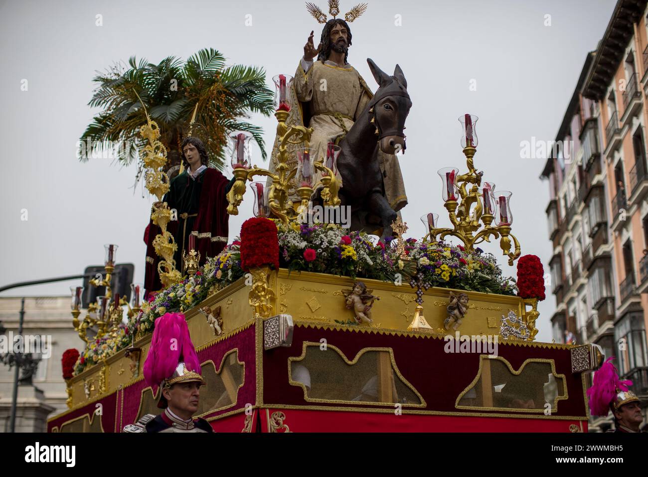 Madrid, Spain. 24th Mar, 2024. A walk with the statue of Jesus and the ...