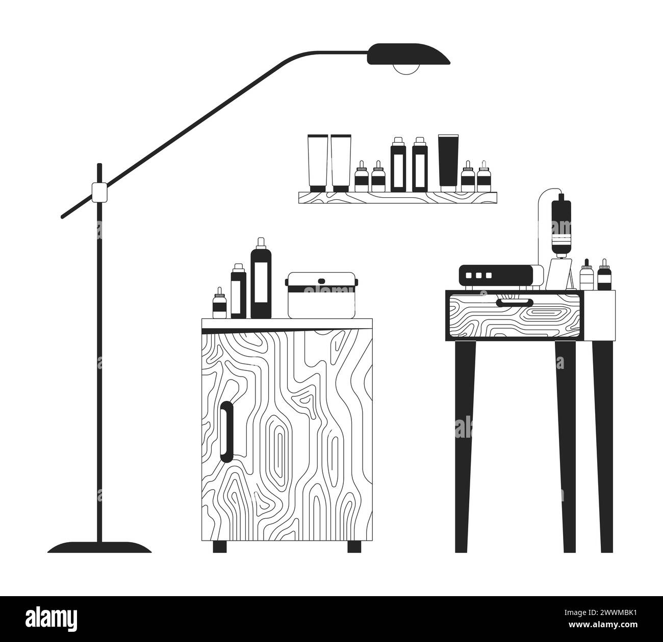 Tattoo shop equipment black and white 2D line cartoon objects set Stock Vector Image & Art - Alamy