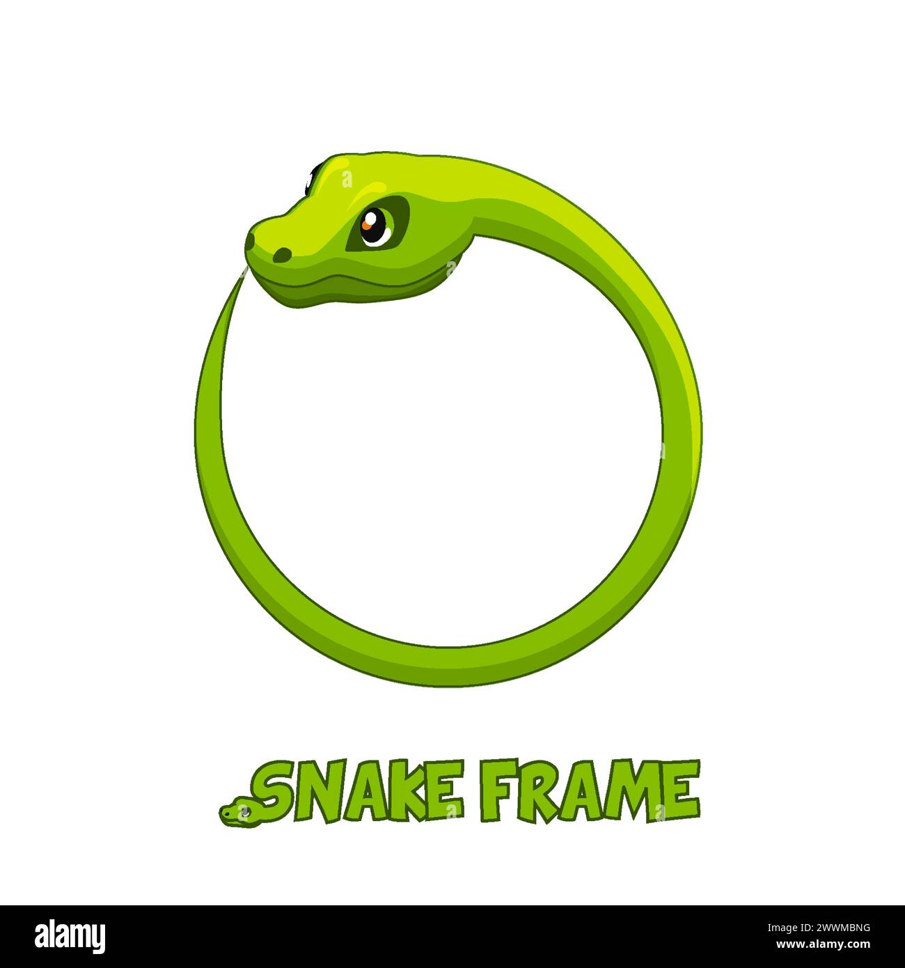 Green Snake frame. Cartoon green snake curled in a ring Stock Vector ...