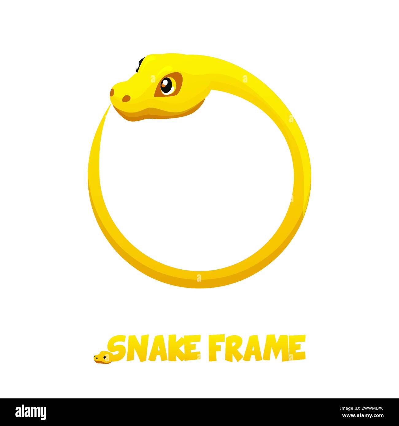 Golden Snake frame. Cartoon snake curled in a ring Stock Vector Image ...