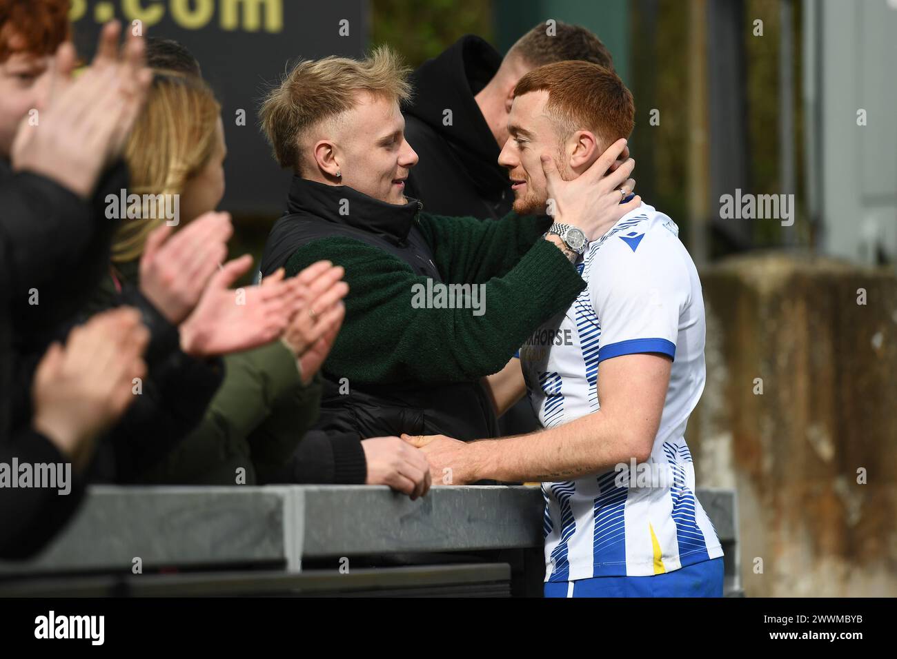 Arthur Read of Colchester United and Joe Taylor at the final whistle ...