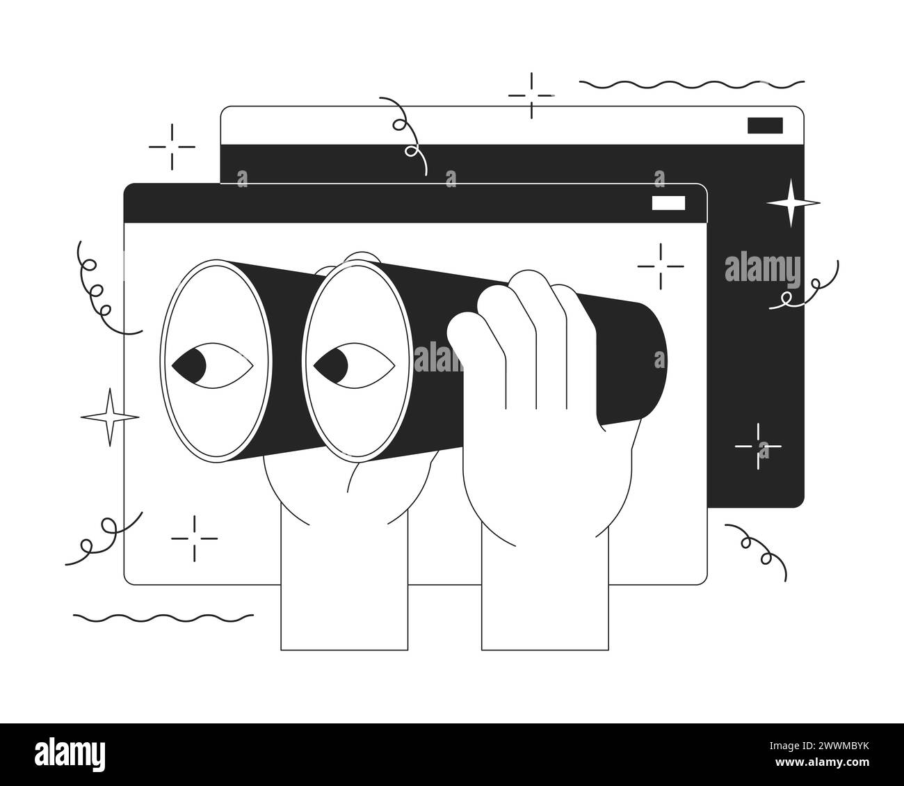 Web Searching Tool 2d Linear Illustration Concept Stock Vector Image And Art Alamy