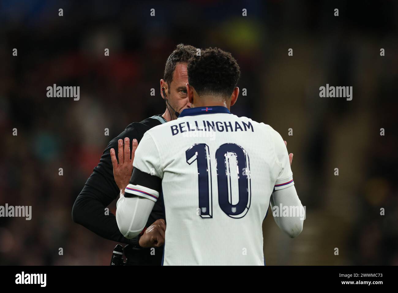 Jude Bellingham of England talked to by Ref Artur Soares Dias - England ...