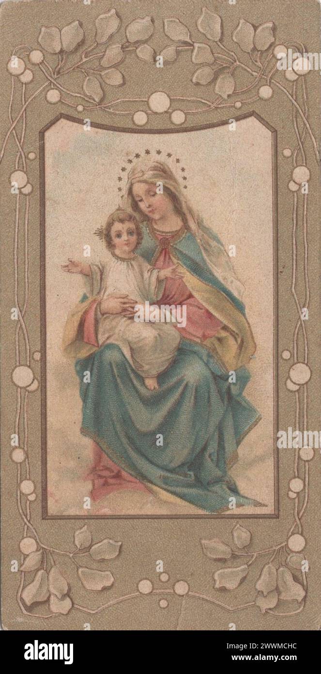 vintage holy card Madonna St Mary witht the child Jesus. Additional ...