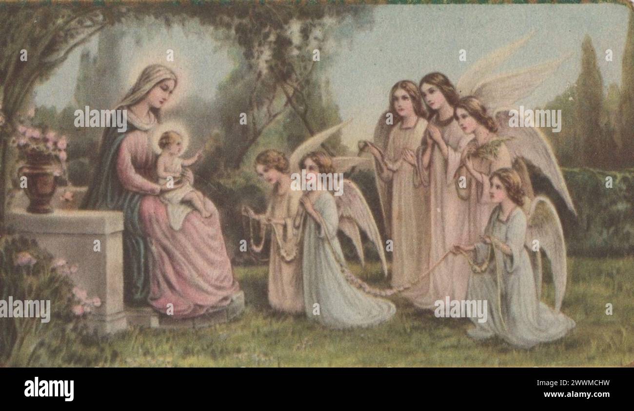 vintage holy card Madonna St Mary witht the child Jesus. Additional ...