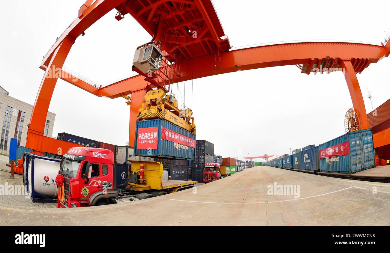 NANTONG, CHINA - MARCH 24, 2024 - The first special train loaded with ...