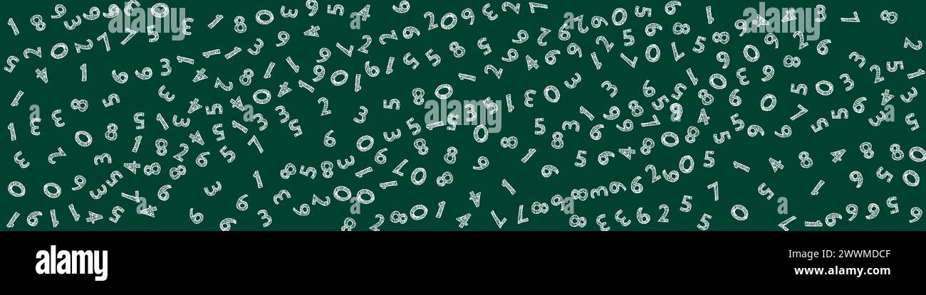 Falling handdrawn chalk numbers. Math study concept with flying digits ...
