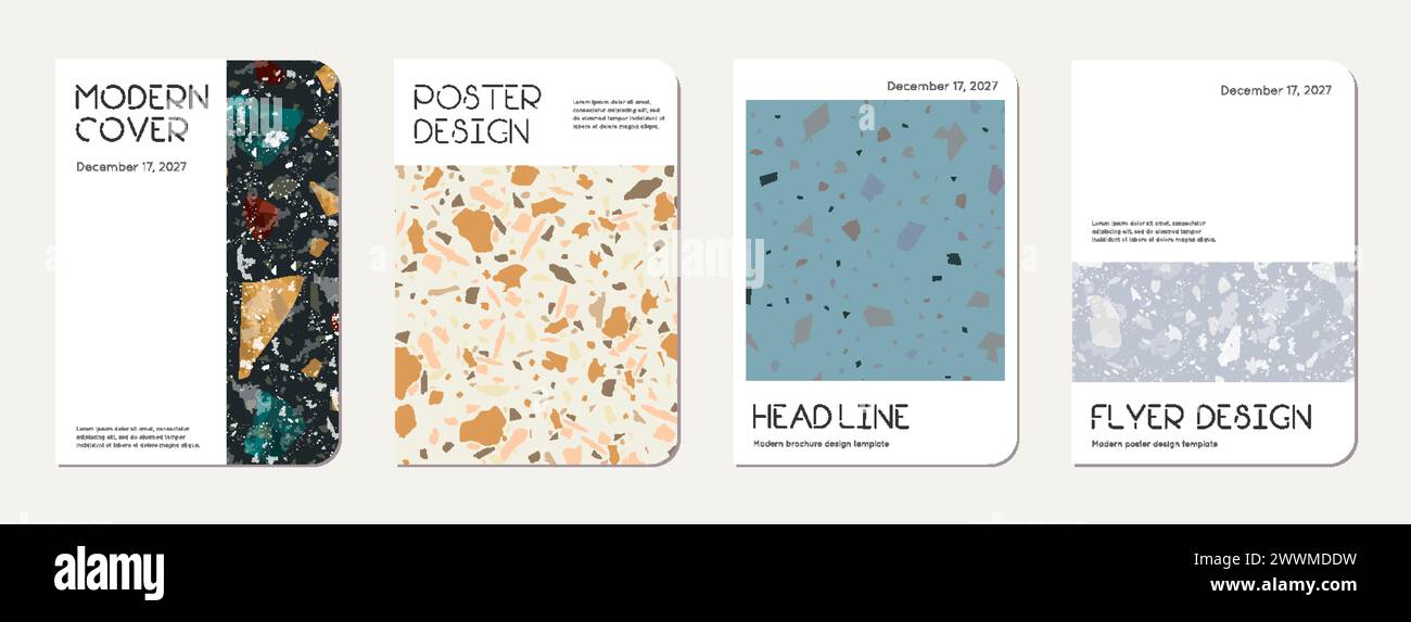 Notepad cover design. Terrazzo abstract background made of natural ...