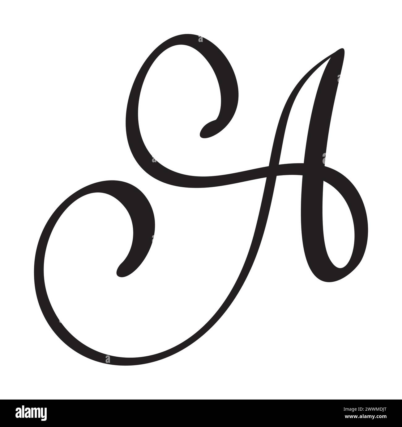 Vector calligraphy hand drawn letter A. Script font icon. Handwritten ...