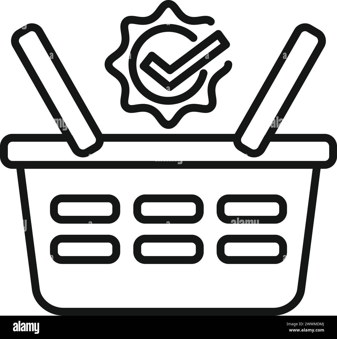 Quality shop basket icon outline vector. Test check regulation. Form ...