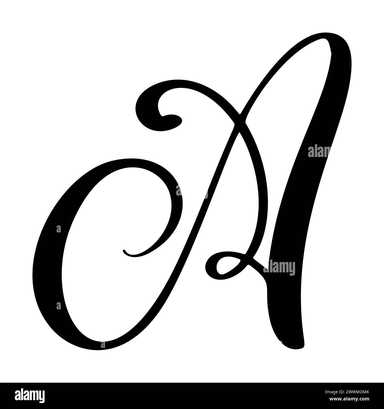 Vector calligraphy hand drawn letter A. Script font icon. Handwritten ...