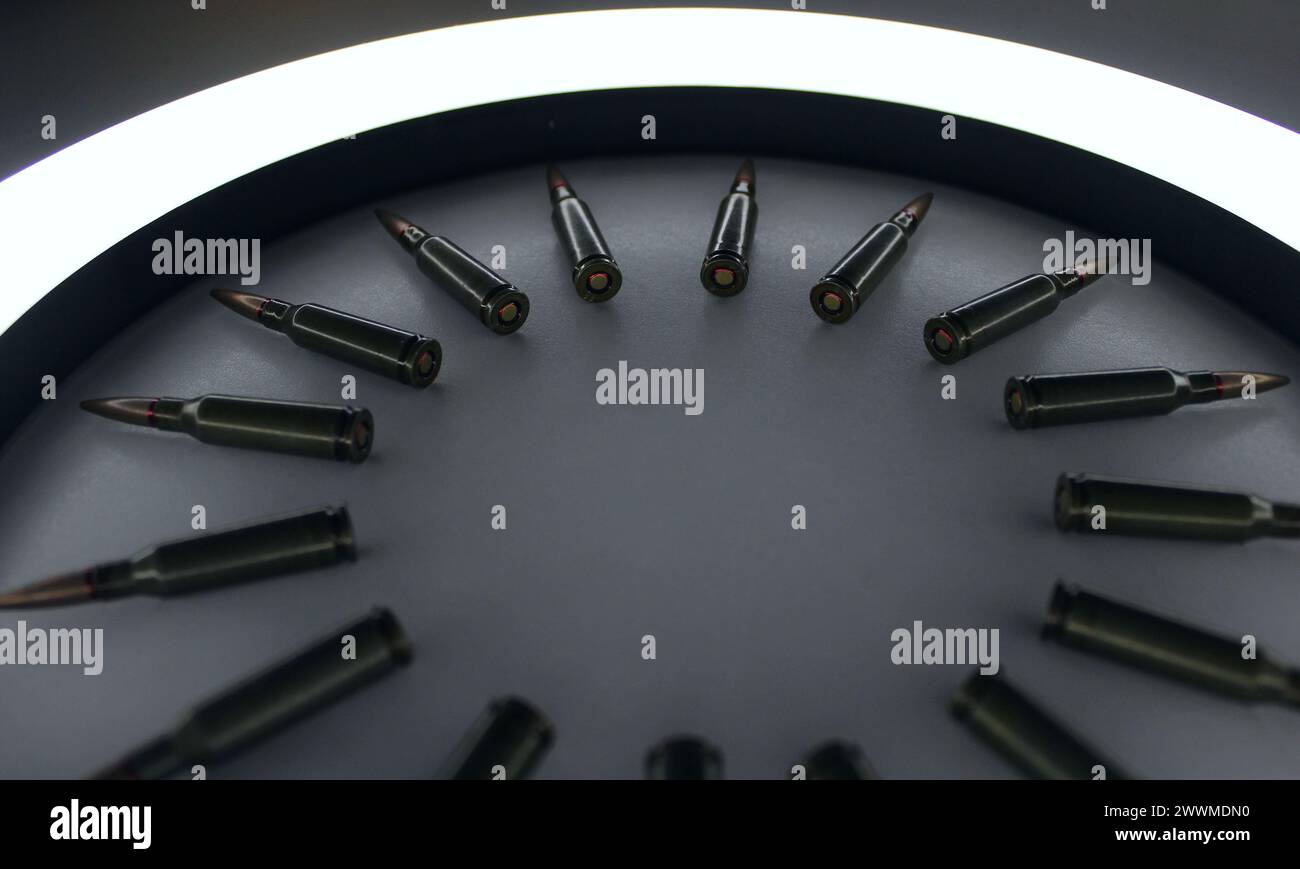 Capsules Of Live Ammunition Lying In A Clock Face Shape In Ring Of ...