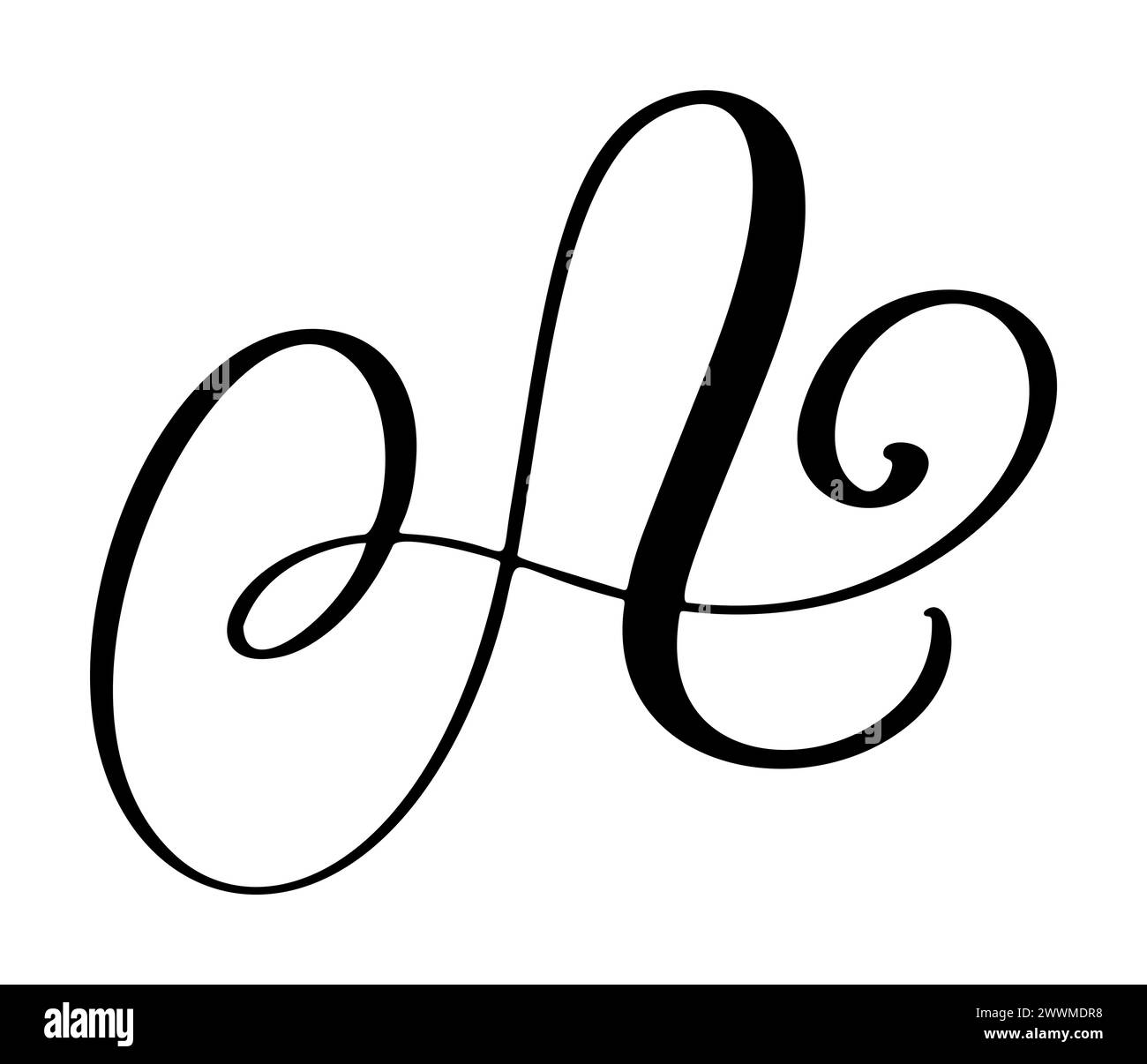 Vector calligraphy hand drawn letter A. Script font icon. Handwritten ...