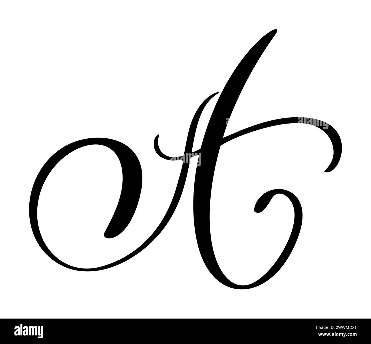 Vector calligraphy hand drawn letter A. Script font icon. Handwritten ...