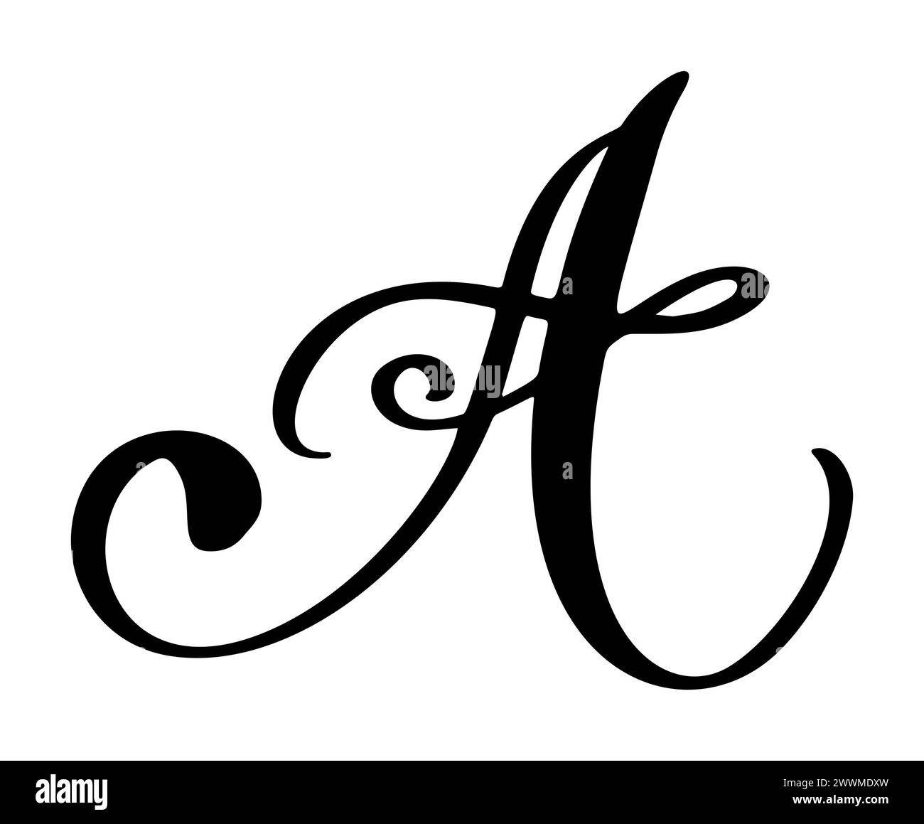 Hand drawn vector calligraphy letter A. Script font. Handwritten brush ...