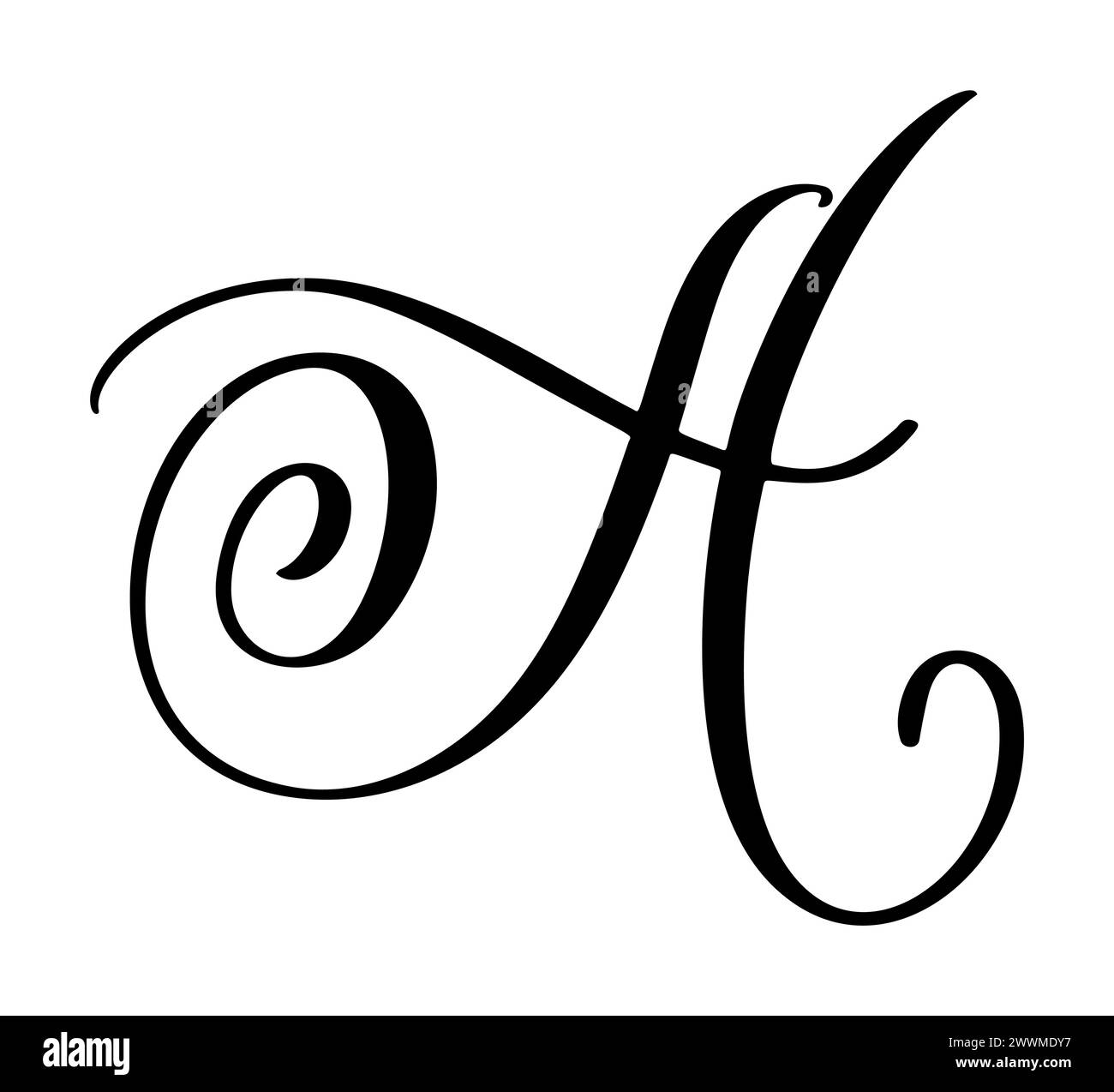 Vector calligraphy hand drawn letter A logo. Script font. Handwritten ...