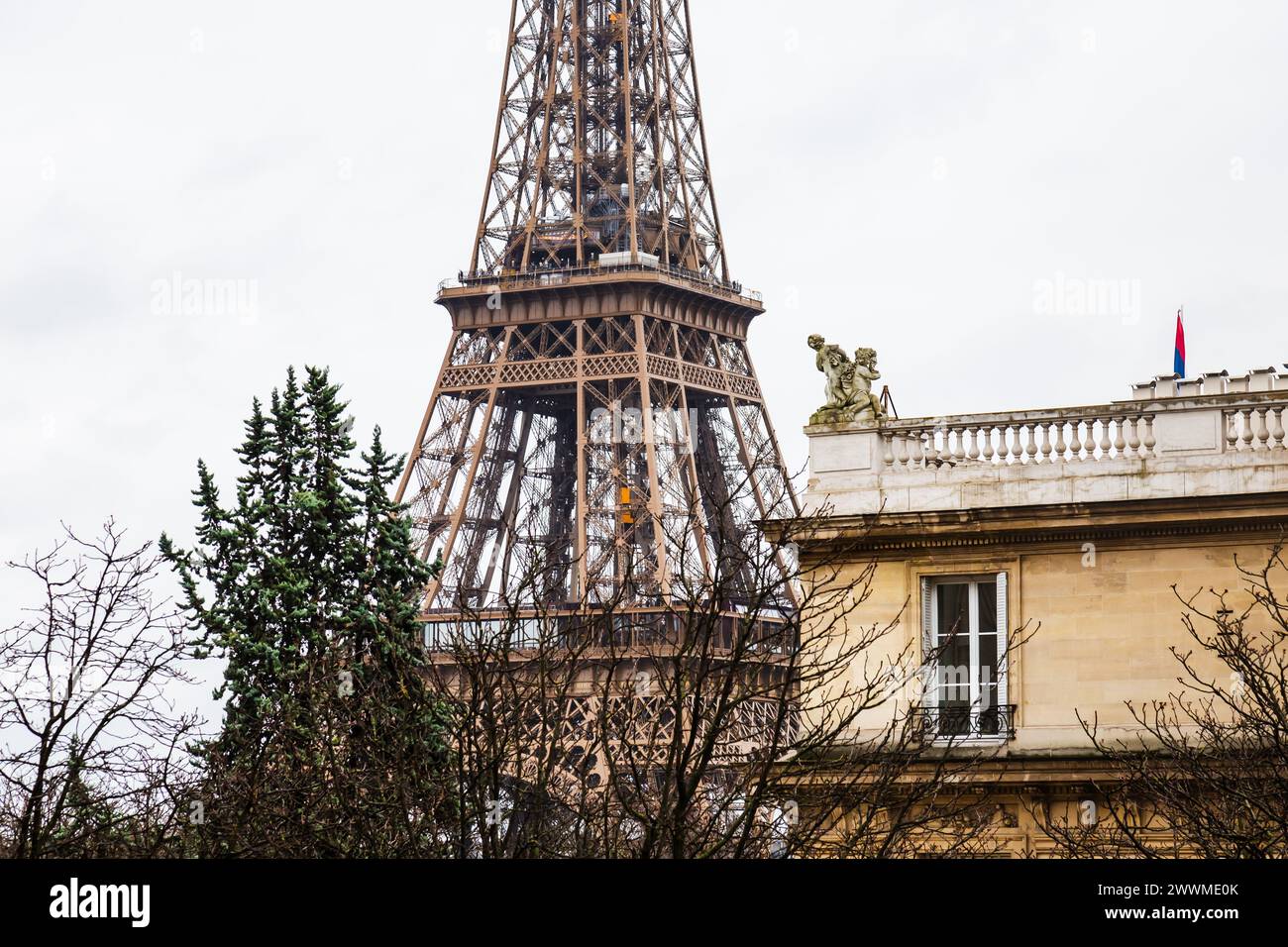 5th December 2023- The Eiffel Tower with apartments and homes in the ...