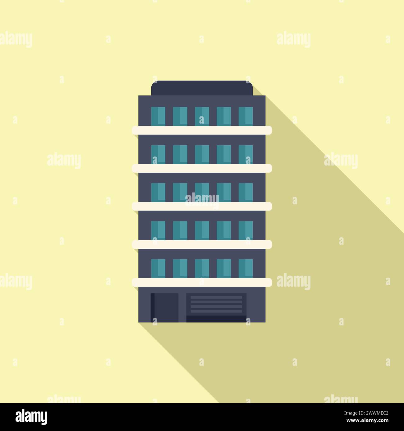 Facade multistory building icon flat vector. Residence office. Clinic ...