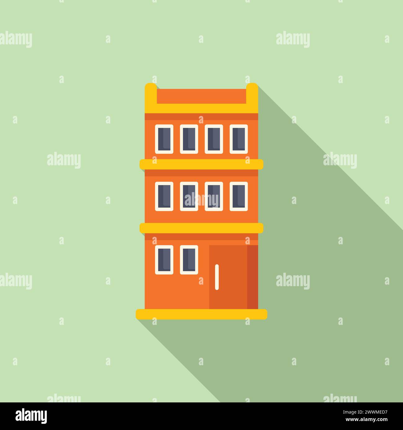 Block multistory building icon flat vector. Gym floor. Home glass block ...