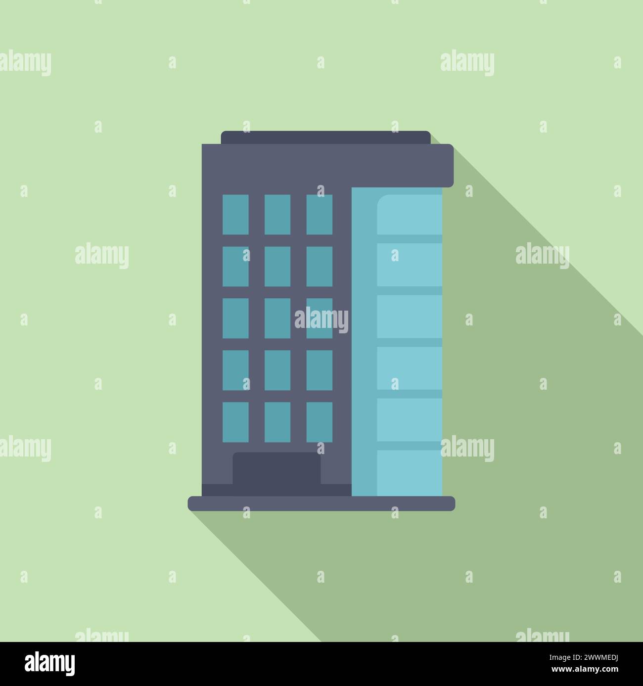Front multistory building icon flat vector. Window residence. Industry ...