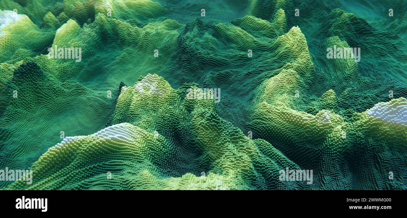 Abstract green cubic landscape technology background. Eco concept ...