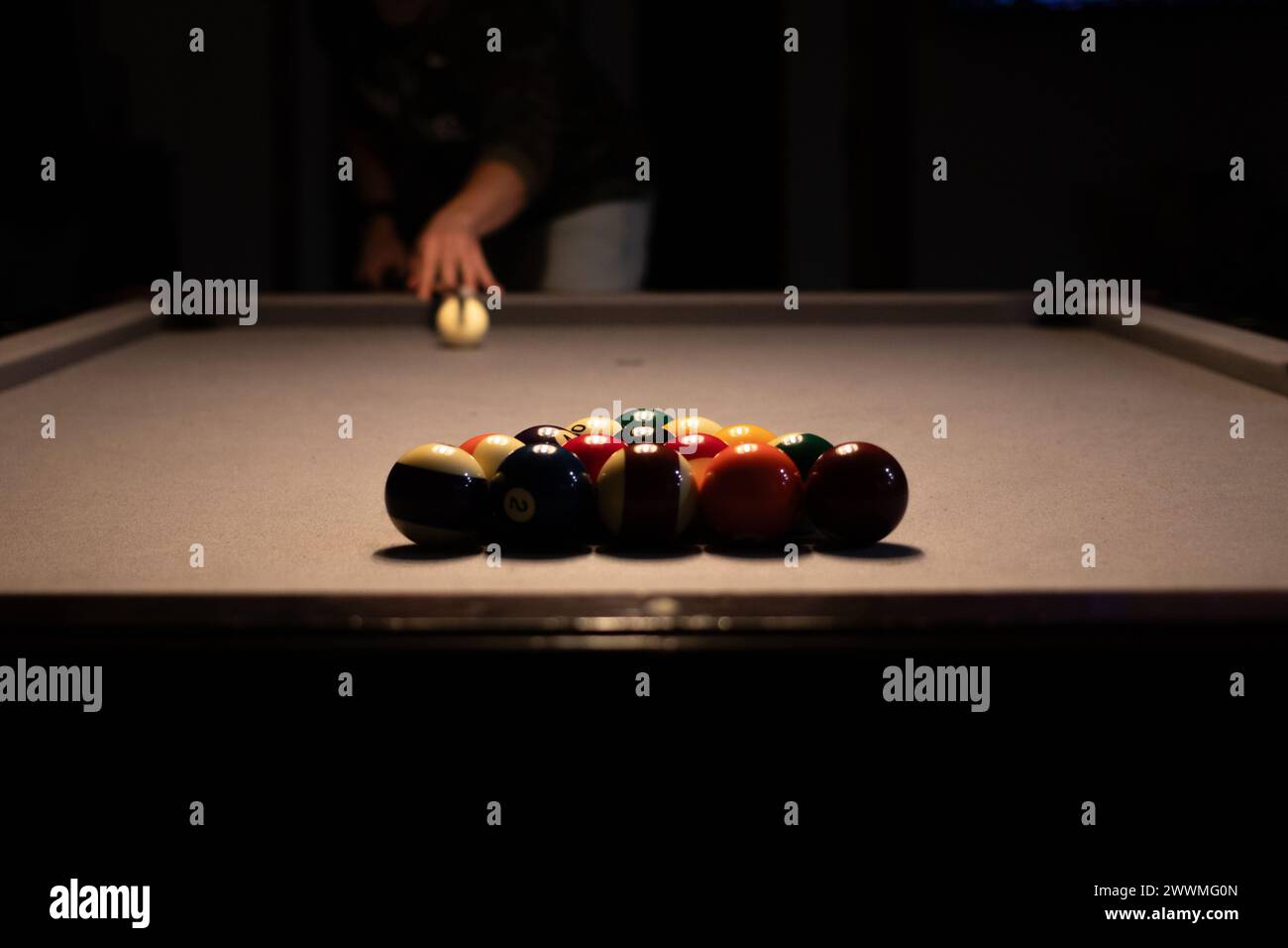 Close up of racked pools balls before the break Stock Photo - Alamy