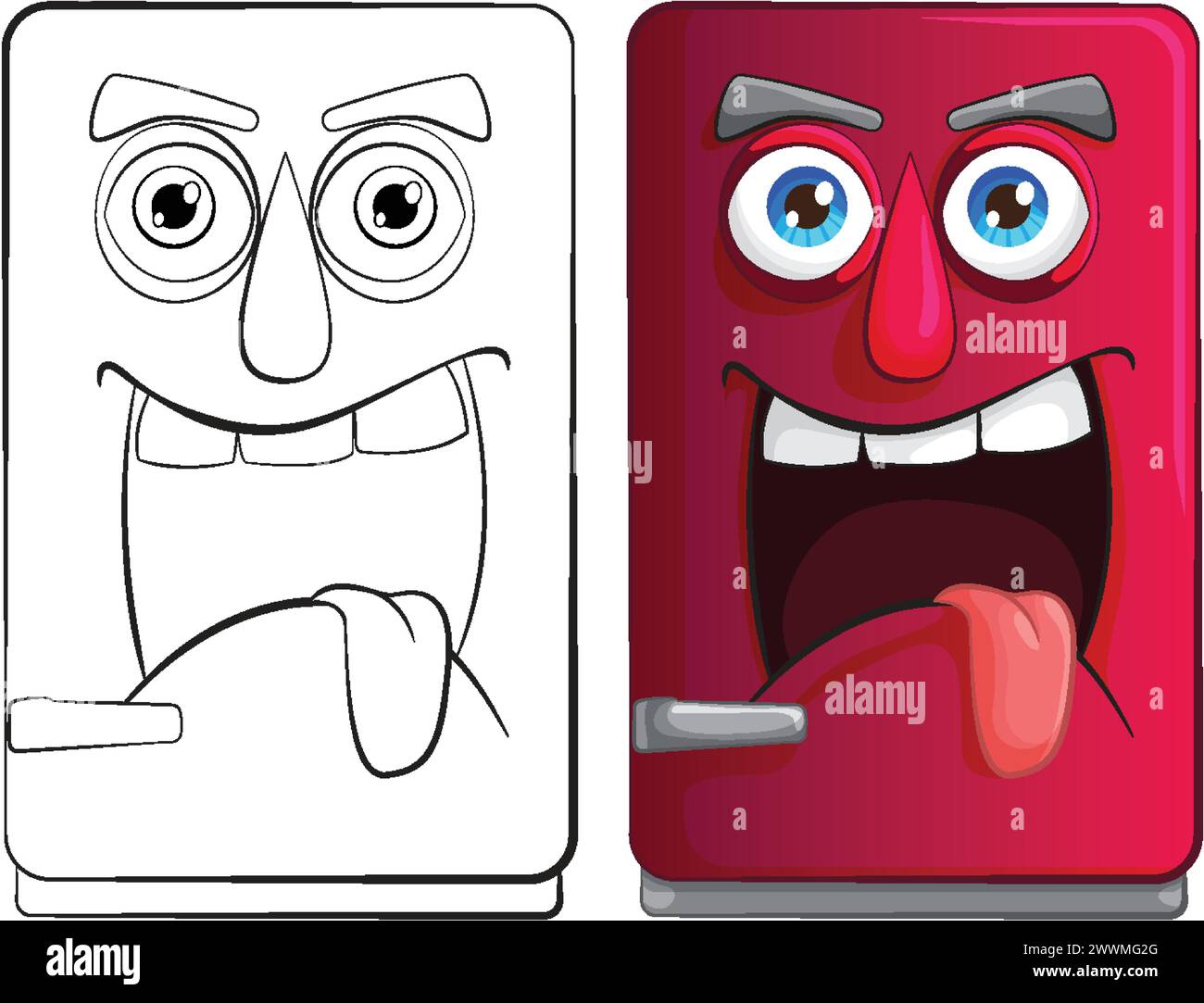 Cartoon fridges with expressive faces and personalities Stock Vector ...
