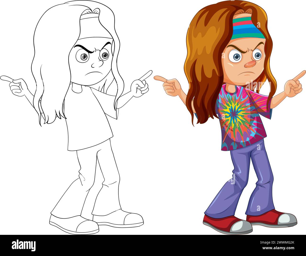 Vector illustration of a character in color and outline Stock Vector ...