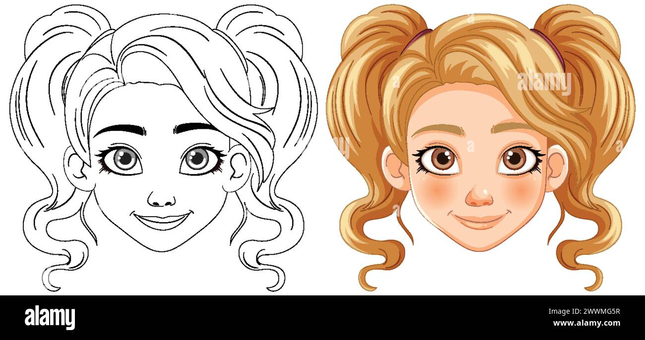Transformation of a line drawing to a colored character Stock Vector ...