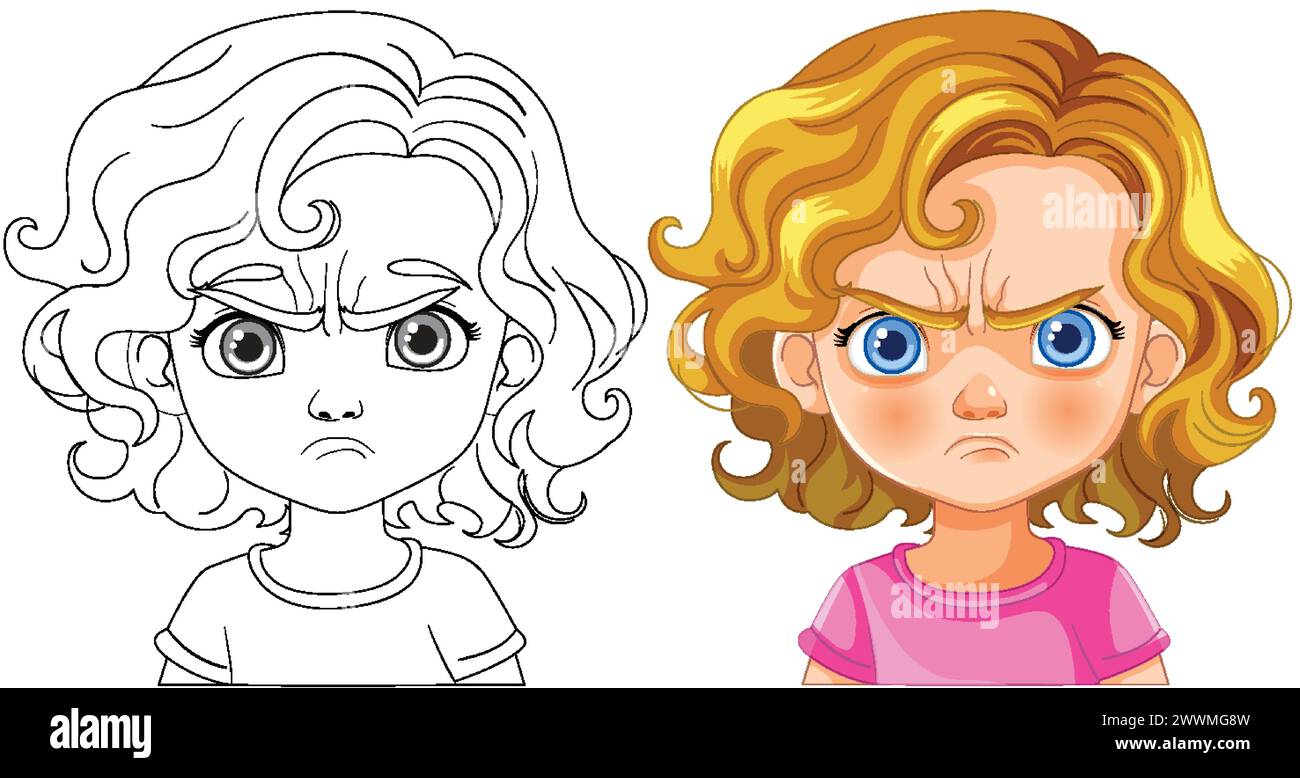 Vector illustration of a child showing anger Stock Vector Image & Art ...
