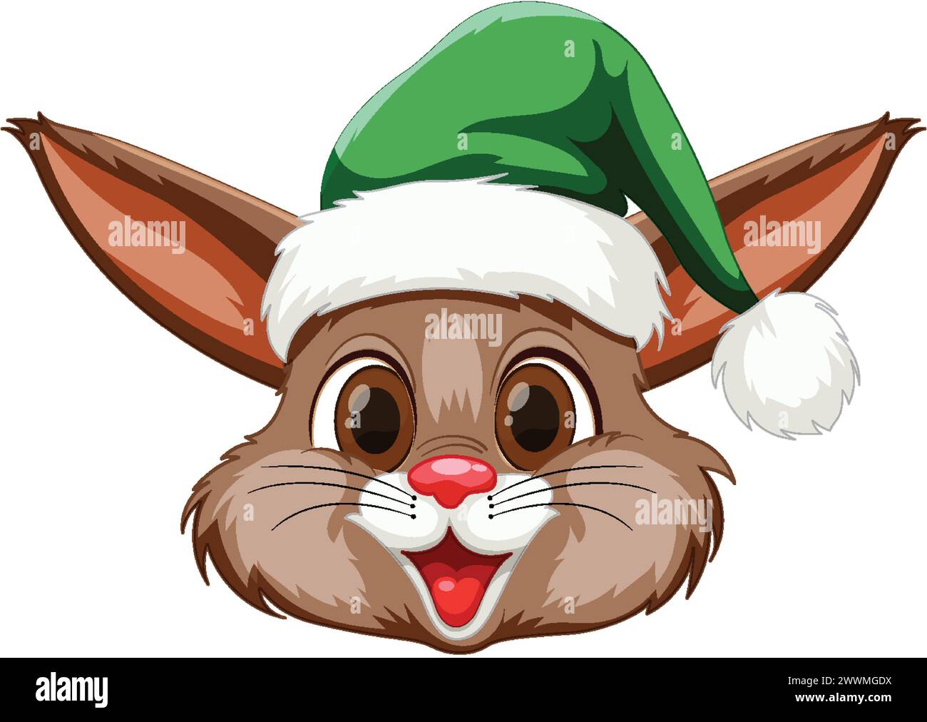 Cute rabbit wearing a Christmas elf hat Stock Vector Image & Art - Alamy