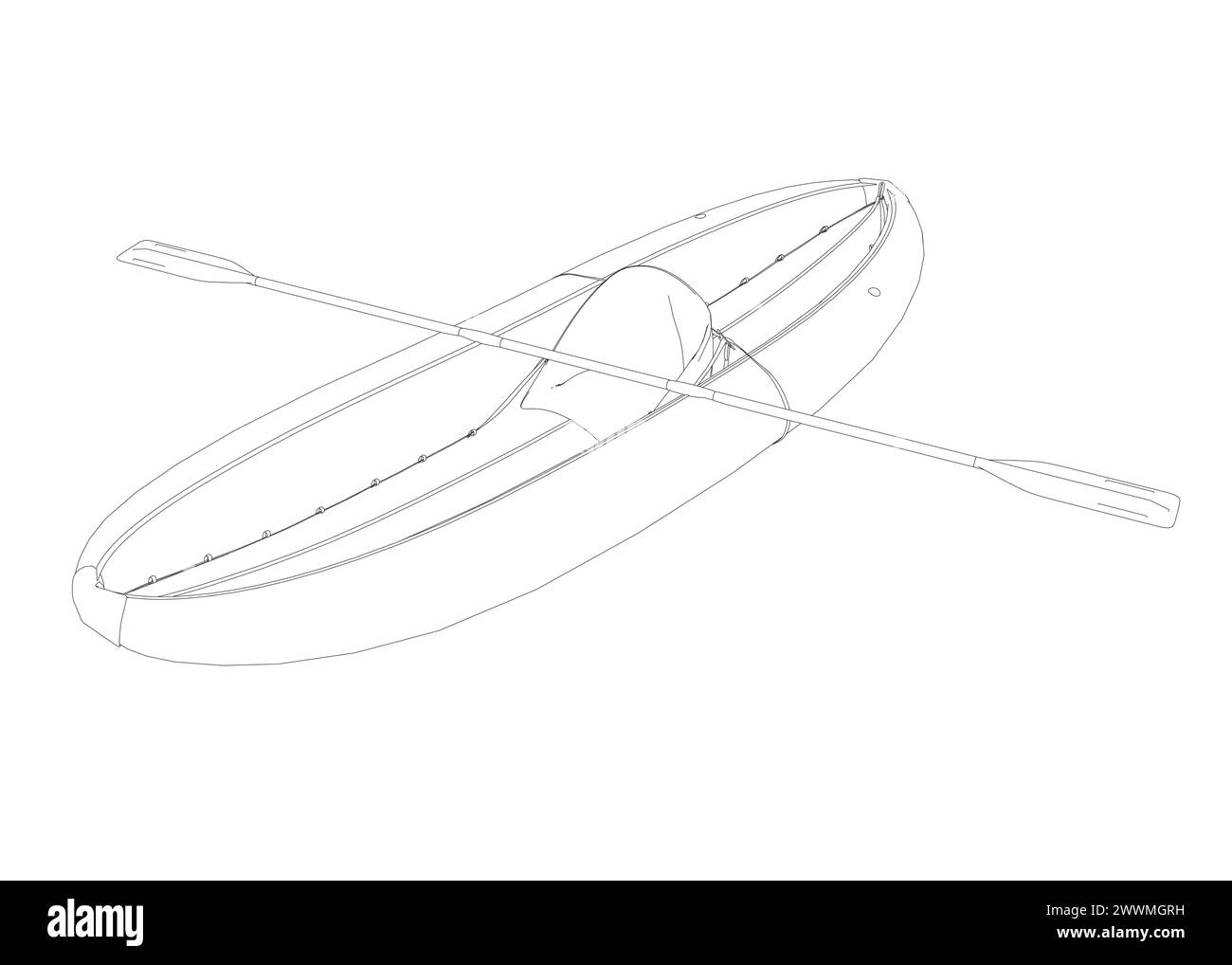 Outline of Inflatable Boat With Peddle. Cartoon Simple Style Isolated ...