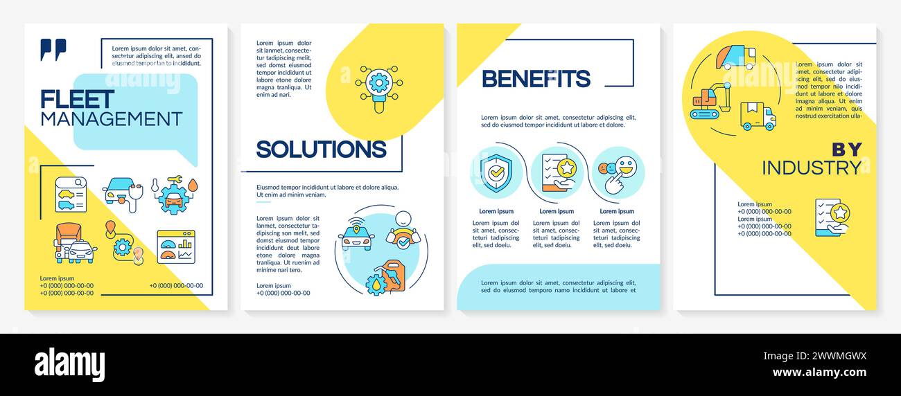 Fleet management systems blue and yellow brochure template Stock Vector Image & Art - Alamy