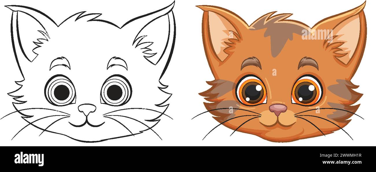 Vector drawing of a kitten, from sketch to color Stock Vector Image ...