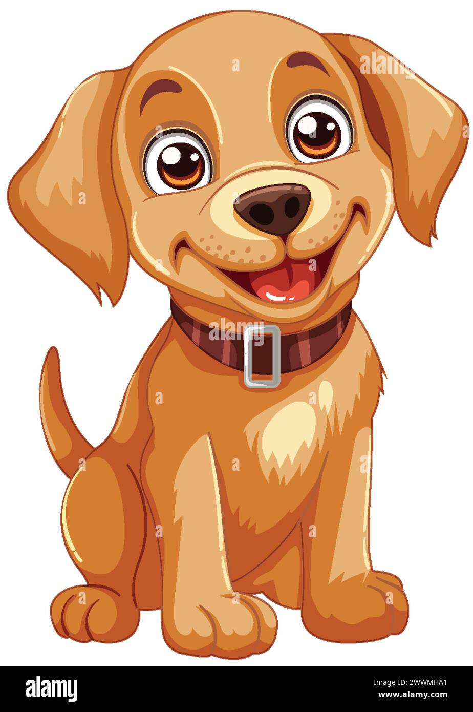 Vector illustration of a happy, brown puppy Stock Vector Image & Art ...