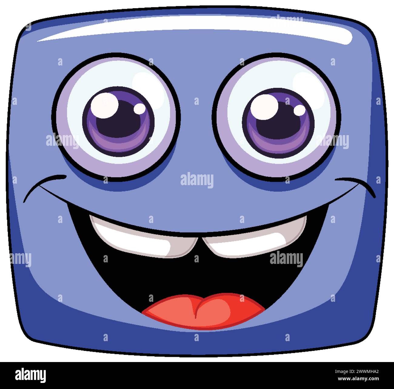 A happy square character with big eyes smiling Stock Vector Image & Art ...