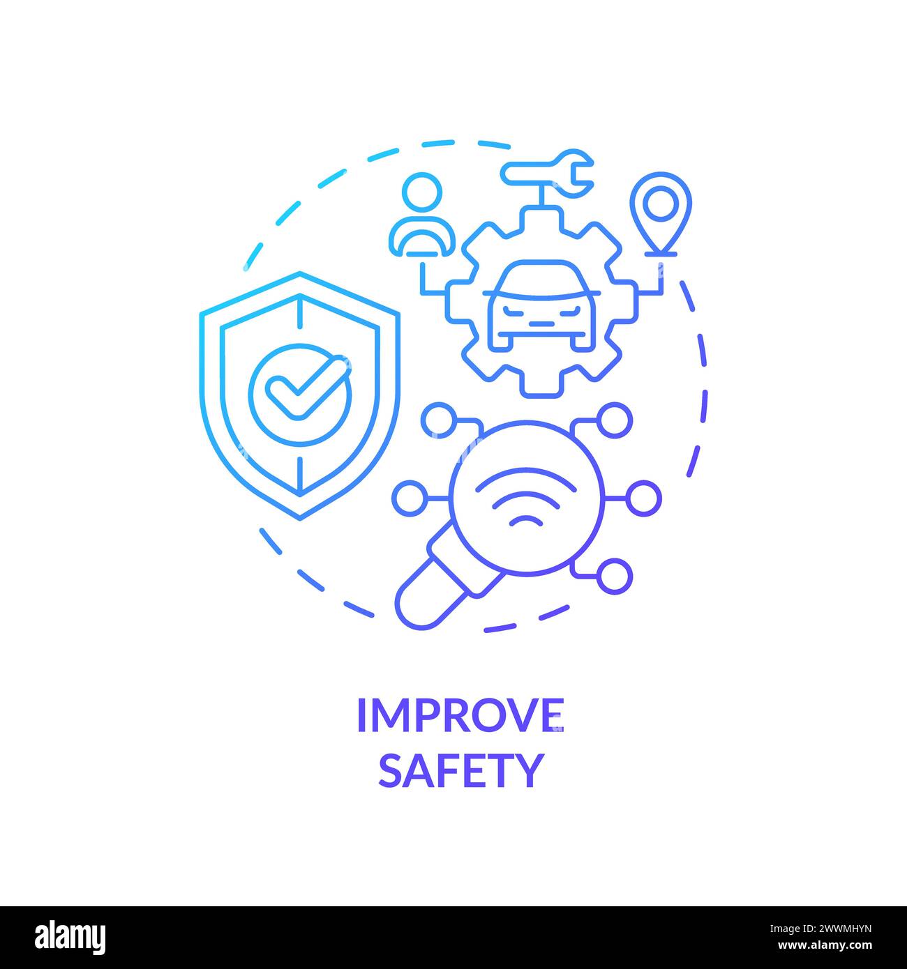 Safety improve blue gradient concept icon Stock Vector Image & Art - Alamy