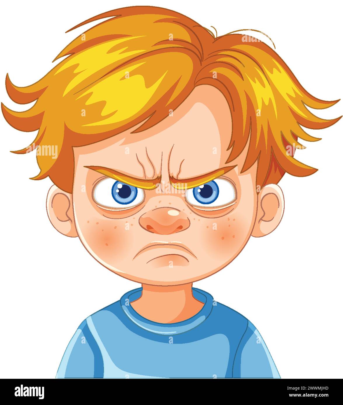 Vector illustration of a child showing anger Stock Vector Image & Art ...
