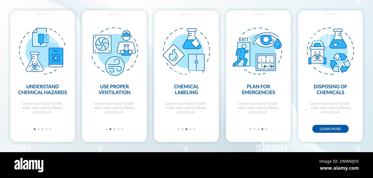 Science workplace safety blue onboarding mobile app screen Stock Vector Image & Art - Alamy