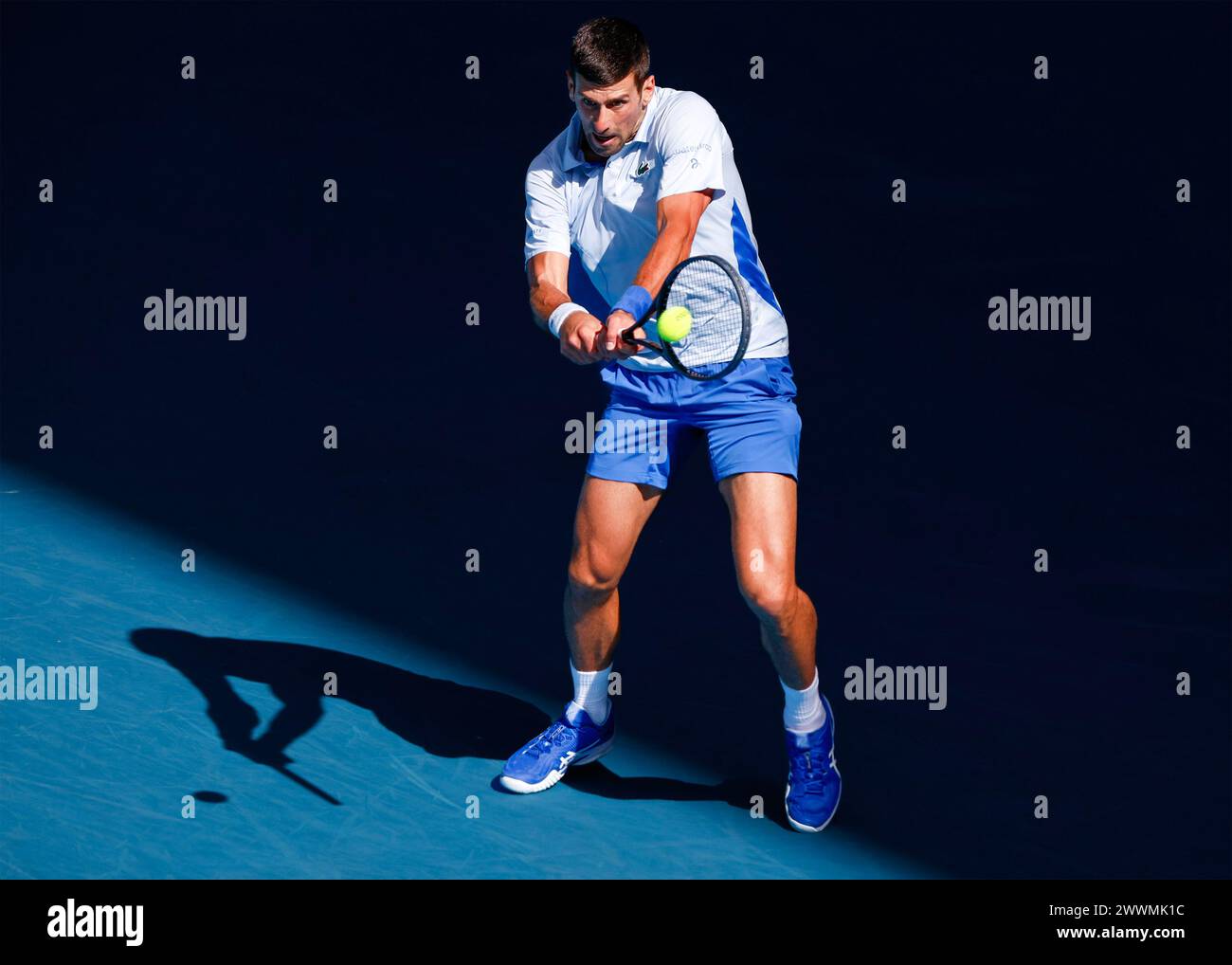 Novak Djokovic (SRB) in action at the Australian Open 2024 at Melbourne Park, Melbourne ...