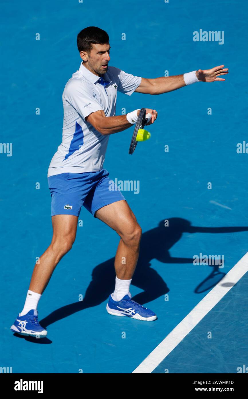 Novak Djokovic (SRB) in action at the Australian Open 2024 at Melbourne ...