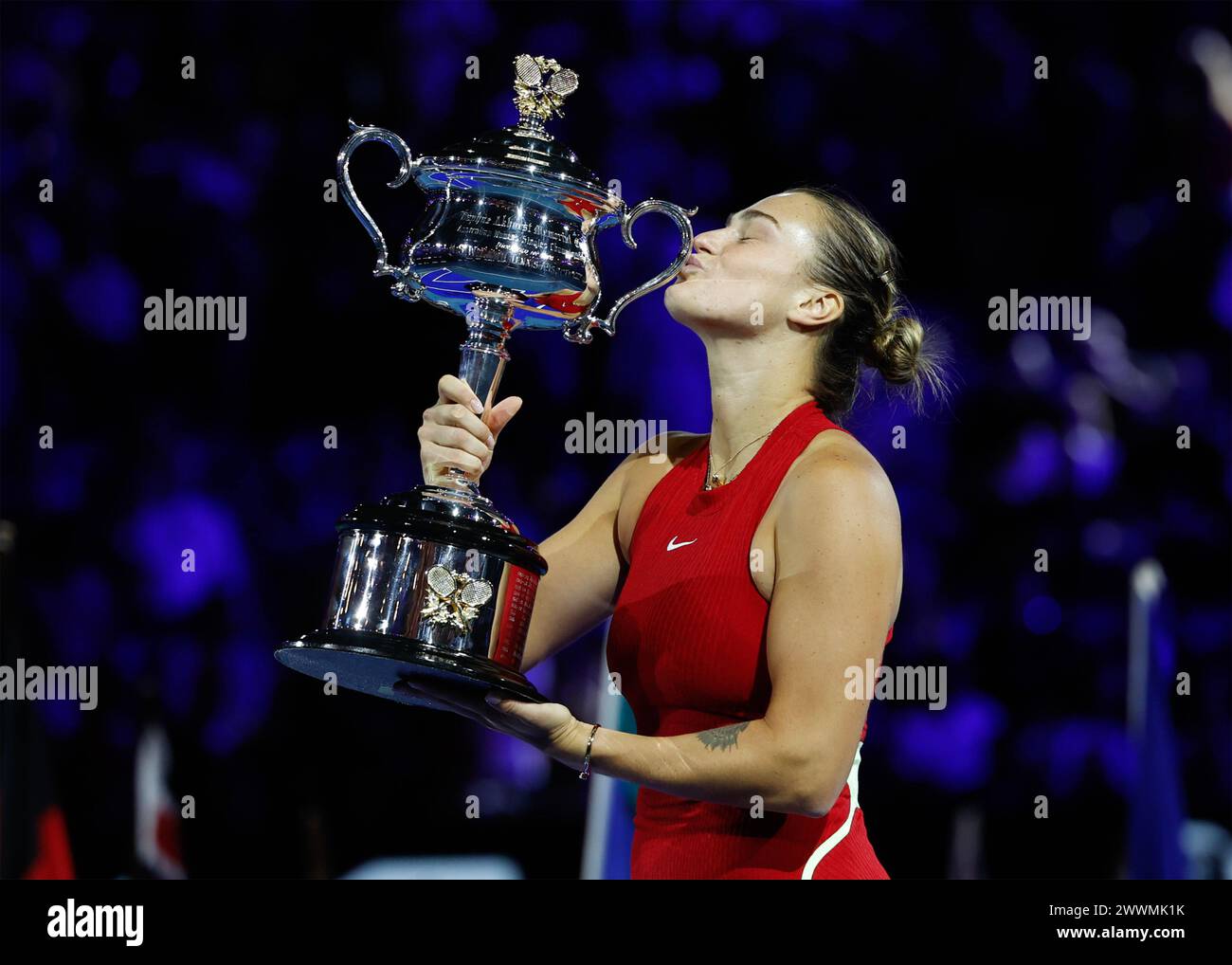Winner of the Australian Open 2024 Aryna Sabalenka (BLR) posing with ...